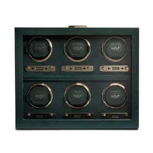 Wolf British Racing 6 Piece Watch Winder - Green