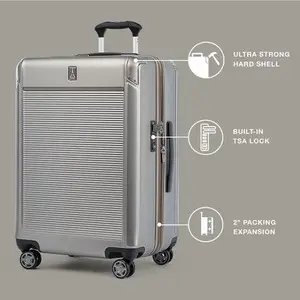 TRAVELPRO Platinum Elite Hardside Expandable 25" Medium Checked Spinner Luggage - Metallic Sand