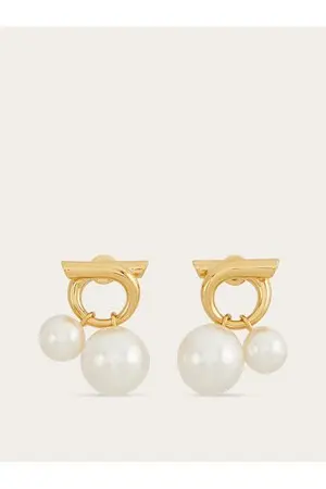 FERRAGAMO Double Pearl Earrings - Gold