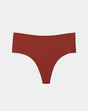 EBY Women's High Waisted Thong Panties, Seamless Fired Brick