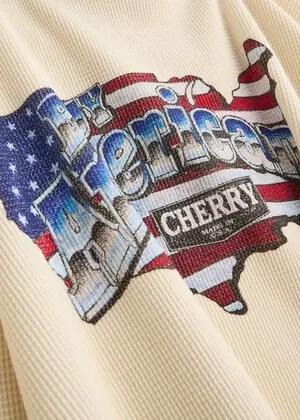 CHERRY LOS ANGELES Printed Waffle-knit Cotton Top