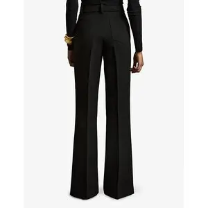 REISS Flared-leg Woven Trousers - Black