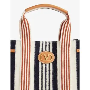 Valentino Garavani Striped Woven-blend Tote Bag