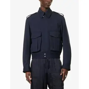 Dries Van Noten Two-buttoned-pockets Spread-collar Regular-fit Wool Jacket