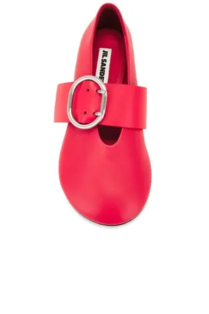 JIL SANDER Cannolo Buckle Ballerina Flat - Red