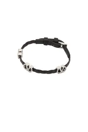 Valentino Garavani V Logo Signature Bracelet - Nero & Crystal Silver Shade