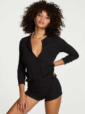Victoria's Secret Heart Pointelle Short Pajama Set - Black