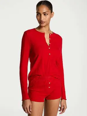 Victoria's Secret Heart Pointelle Short Pajama Set - Red