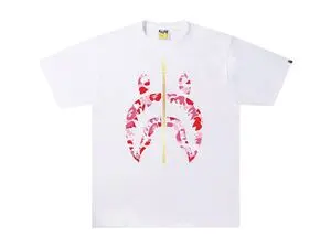 BAPE A Bathing Ape Abc Camo Shark Tee Shirt White/pink