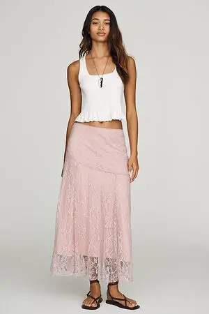 Anthropologie Asymmetric Drop-waist Lace Midi Skirt