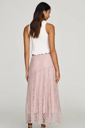 Anthropologie Asymmetric Drop-waist Lace Midi Skirt