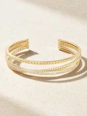 David Yurman Crossover Trio 18-karat Diamond Cuff - Gold