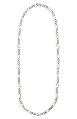 Valentino Garavani Vlogo Figaro Chain Necklace - White/ Silver