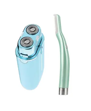 PURSONIC Smooth Radiance Bundle – Precision Dermaplaning Hair Remover Tool & Painless Electric Shaver - Green