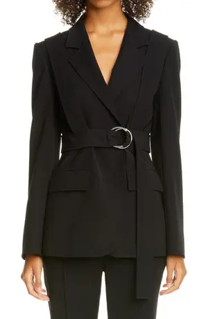 ADEAM Harness Detail Belted Crepe Jacket