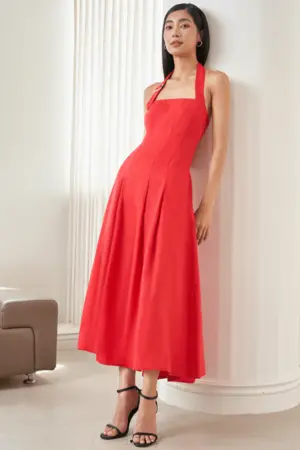 Yumi Kim Joanna Linen Halter Neck Midi Dress