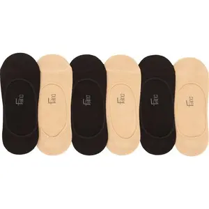 Felina 6-pack Liner Socks - Black/ Nude
