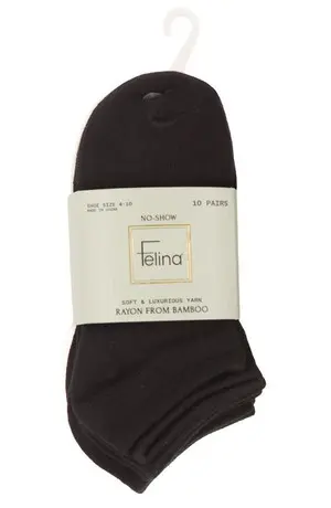 Felina Assorted 10-pack No Show Socks - Black/ White
