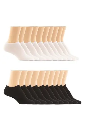 Felina Assorted 10-pack No Show Socks - Black/ White