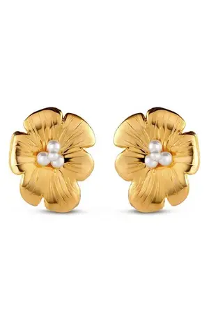 CHRISTINA CARUSO Small Poppy Stud Earrings - 14k Gold