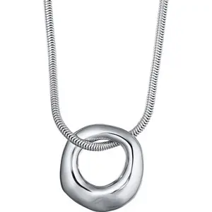 CHRISTINA CARUSO Organic Circle Pendant Necklace - Rhodium