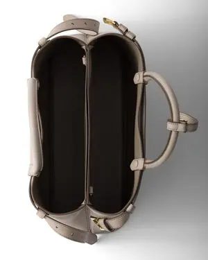 Prada Leather Handbag With Buckle Detail And Double Belt - Grey