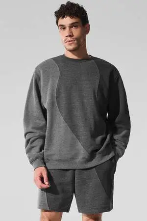 Alo Yoga Make Waves Crewneck Pullover Top - Dark Heather Grey Tonal