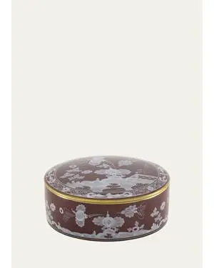 GINORI 1735 Oriente Italiano Round Box With Cover, Castagna - Brown