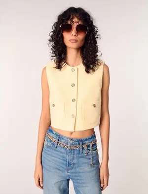 Maje Tweed Sleeveless Jacket