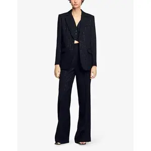 Sandro Notched-lapel Single-breasted Blazer - Noir / Gris