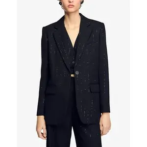 Sandro Notched-lapel Single-breasted Blazer - Noir / Gris