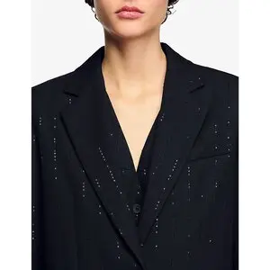 Sandro Notched-lapel Single-breasted Blazer - Noir / Gris