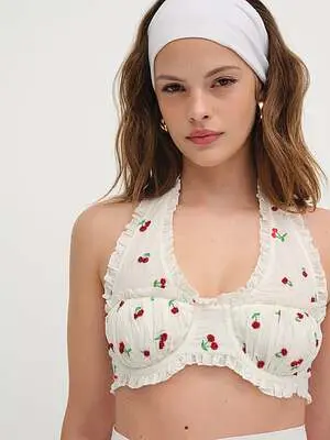 Victoria's Secret For Love & Lemons Beaded Cherries Bra