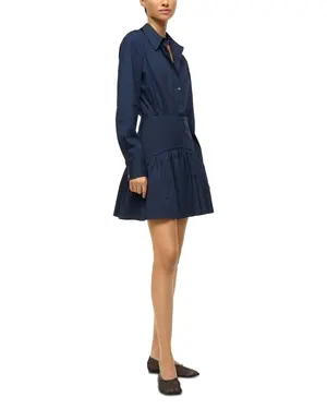 Staud Rocco Mini Shirt Dress - Navy