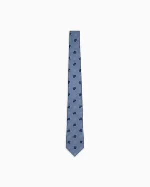 Giorgio Armani Jacquard Silk Neck Tie Light Blue