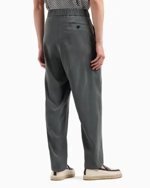 Giorgio Armani Washed Silk-blend Single-pleat Trousers - Grey