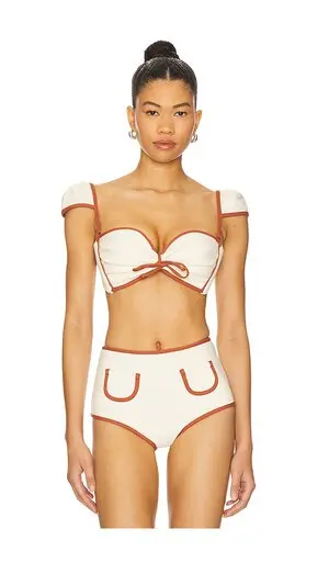 MONTCE Cabana Bows Bikini Top - Oat Terracotta