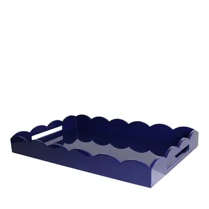 ADDISON ROSS LONDON Scalloped Ottoman Tray, 26 X 17 - Navy