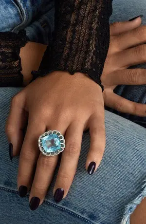 MINDI MOND Aquamarine & Diamond Statement Ring