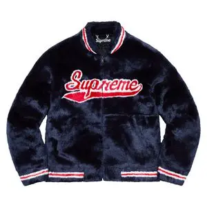 Supreme Faux Fur Varsity Jacket - Blue
