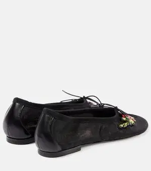 Simone Rocha Bow-detail Embellished Ballet Flats - Black