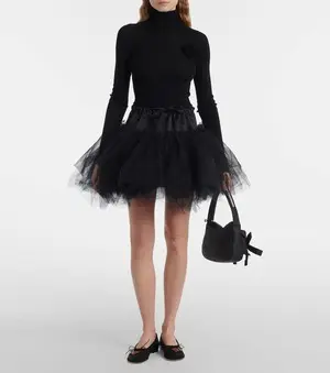 Simone Rocha Bow-detail Embellished Ballet Flats - Black