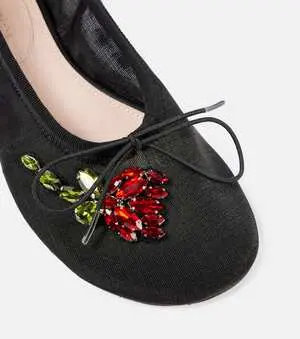 Simone Rocha Bow-detail Embellished Ballet Flats - Black