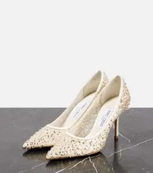 JIMMY CHOO Love 85 Beaded Mesh Pumps