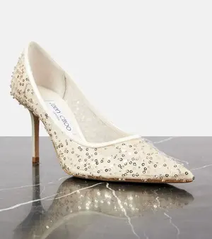 JIMMY CHOO Love 85 Beaded Mesh Pumps