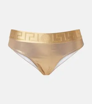 Versace Logo Metallic Bikini Bottom