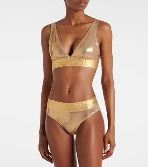 Versace Logo Metallic Bikini Bottom
