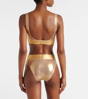 Versace Logo Metallic Bikini Bottom