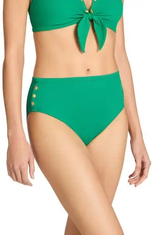 Robin Piccone Amy High Waist Bikini Bottom - Emerald