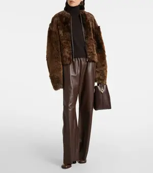 Nour Hammour Olan Wide-leg Leather Pants